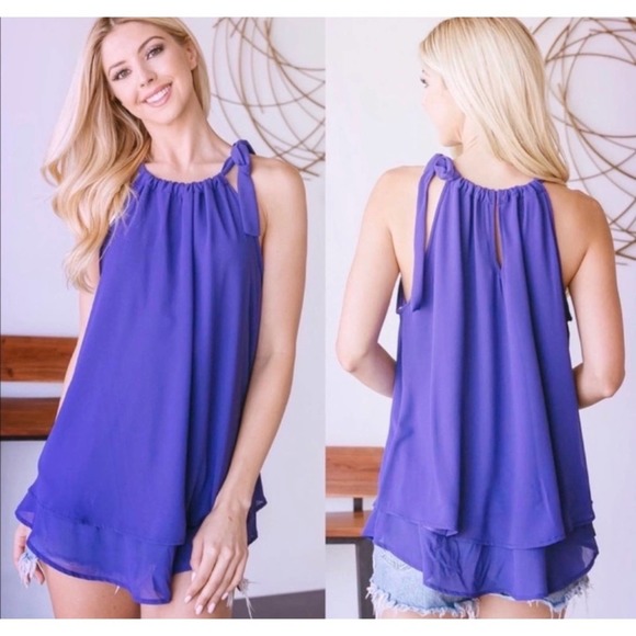 Blossom Boutique | Tops | Left Flowy Layered Side Ribbon Relaxed Fit ...